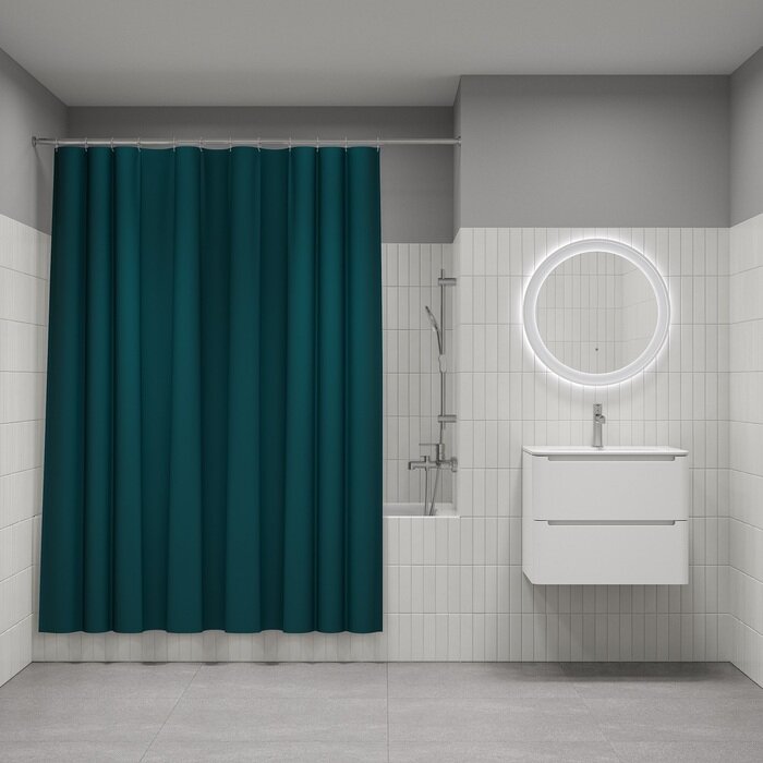 Штора для ванной комнаты Iddis P04PE18i11 180x200 см Pe, зеленая
