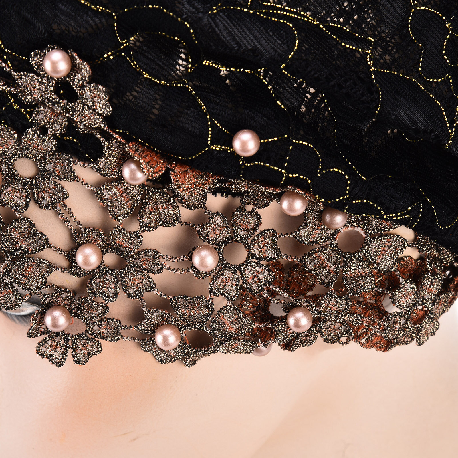 Тюрбан модный уникальный яркий удобный бисерный головной убор мусульманские женские головные уборы подарок украшение черный