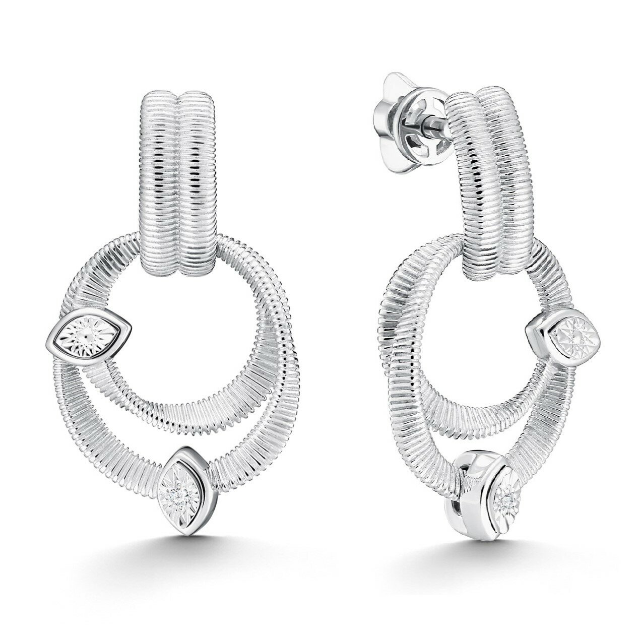 Серьги, серебро, 925 проба, бриллиант