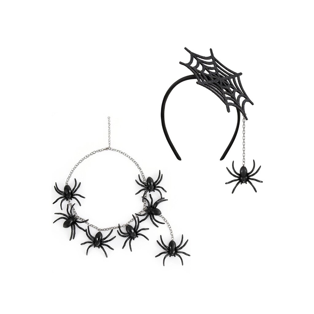 Хэллоуин Паук Повязка На Голову Ожерелье Набор Призрачный Фестиваль Одеваются Аксессуары Для Волос Реквизит-1 Комплект