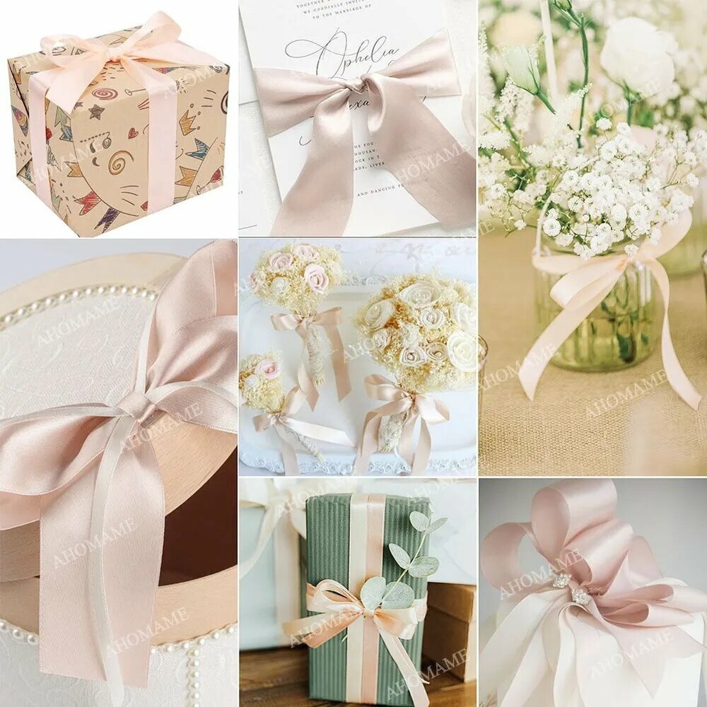 10 мм, розовая лента цвета шампанского, длина 23 метра, для ручного шитья и художественного творчества, DIY-проекты