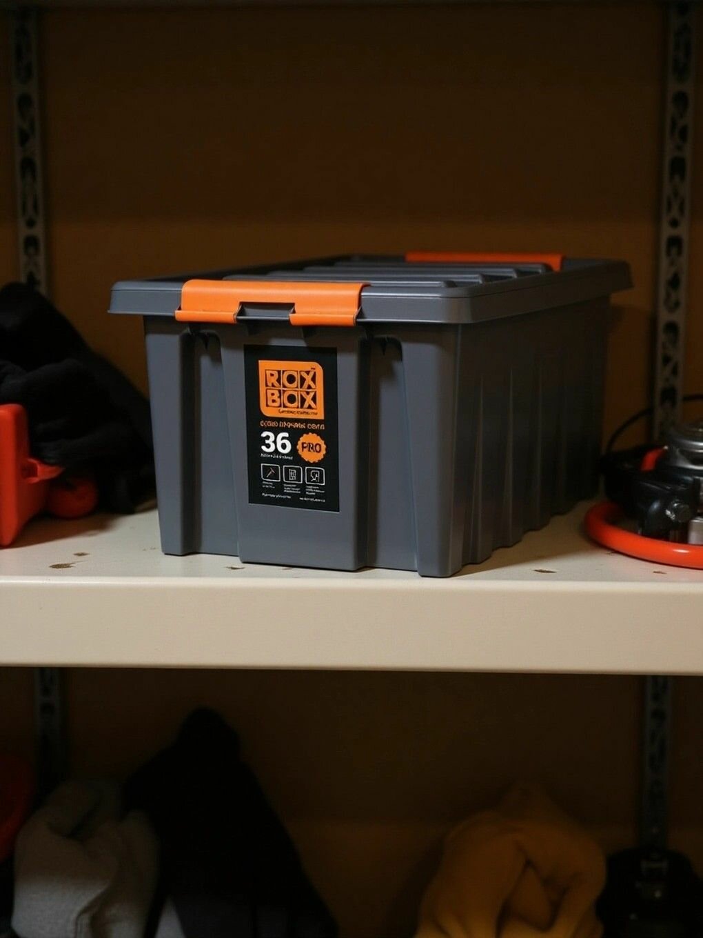 Контейнер пластиковый для хранения RoxBox PRO с крышкой, 36л, 50 х 39 х 25,5 см, ударопрочный