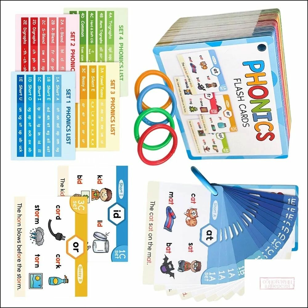 Эксклюзивный комплект карточек Phonics для освоения чтения на английском детьми