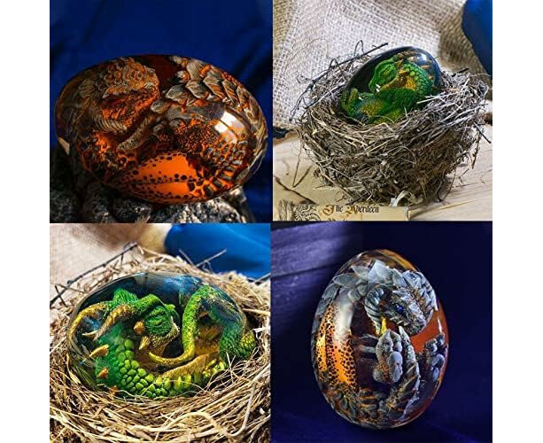 Яйцо Дракона Лавового Голубого Украшение Динозавра 2, Материал: Прозрачный Эпоксидный Резин, Вес: 140г, Размер Яйца Дракона: 8*6*6см, Размер Упаковки: 10*7*7см, Большая Лавовая Основа: 13*13*7см, Голубой Цвет, Большое Блестящее Лавовое Основание