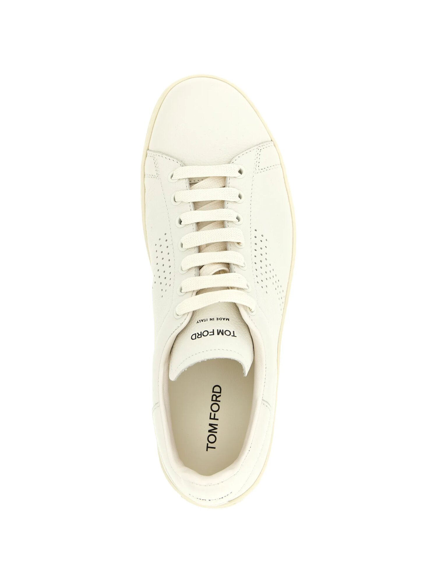 Кроссовки Tom Ford Perforated-logo leather sneakers, размер 43, белый — фото 1