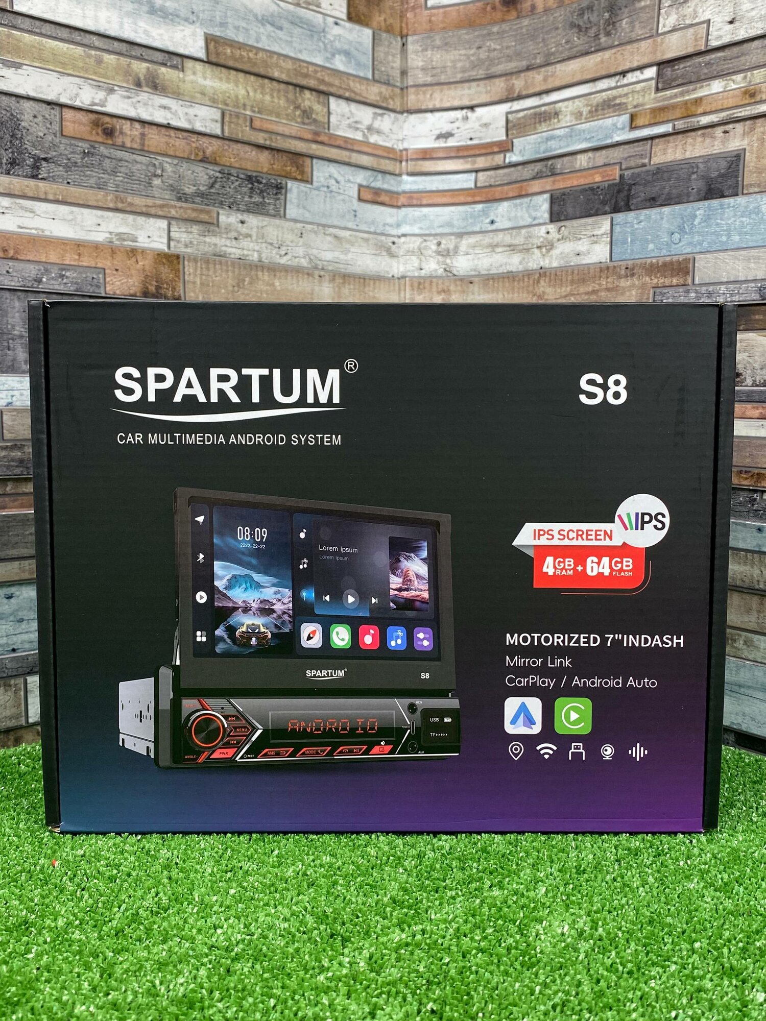 Автовыдвижная S8 Андроид 4+64ГБ андроид магнитола,1Din c навигатором (GPS, Wi-Fi, Bluetooth, SD, USB) с сенсорным экраном 7 дюймов.