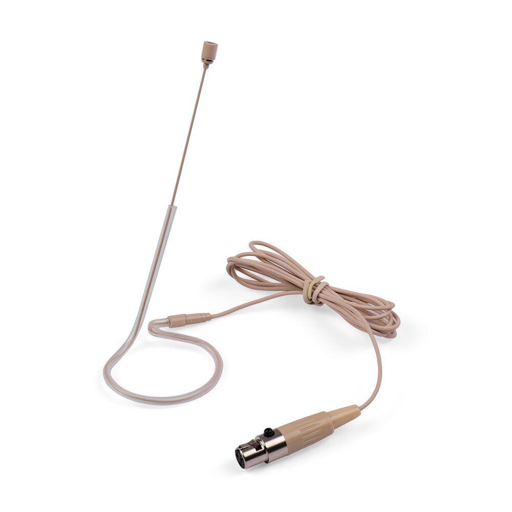 Микрофон конденсаторный односторонний с подвесом на ухо лёгкий 3-контактный XLR для беспроводного передатчика-бодипэка длина кабеля 100см вес 15г