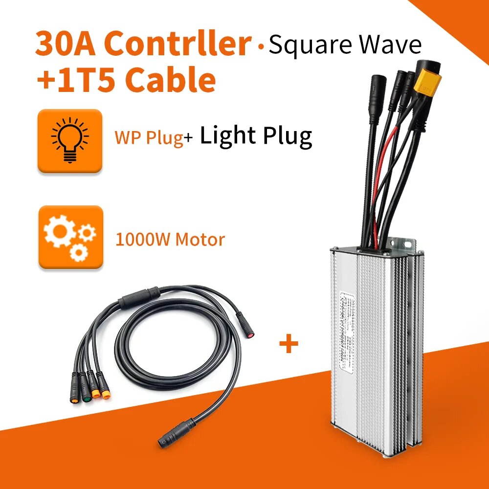 Контроллер KT для электрического велосипеда 36 В 48 В водонепроницаемый бесщеточный 250 Вт 350 Вт 500 Вт 1000 Вт аксессуары для электровелосипеда с функцией освещения