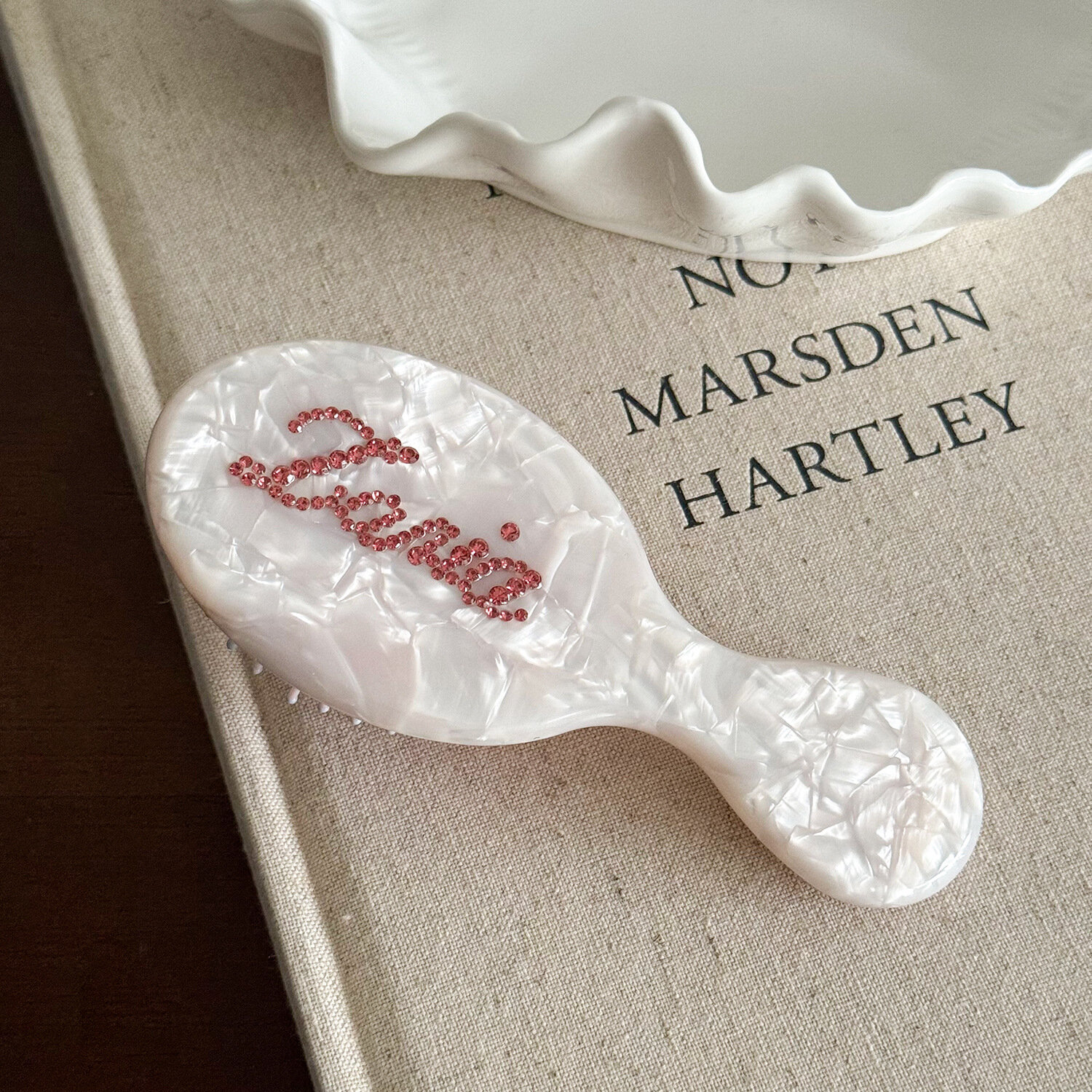 Высококачественный гребень с кристаллами, ацетатный лист, воздушный подушечный гребень, элегантный милый подушечный гребень, гребень для волос девочки, портативный массажный гребень