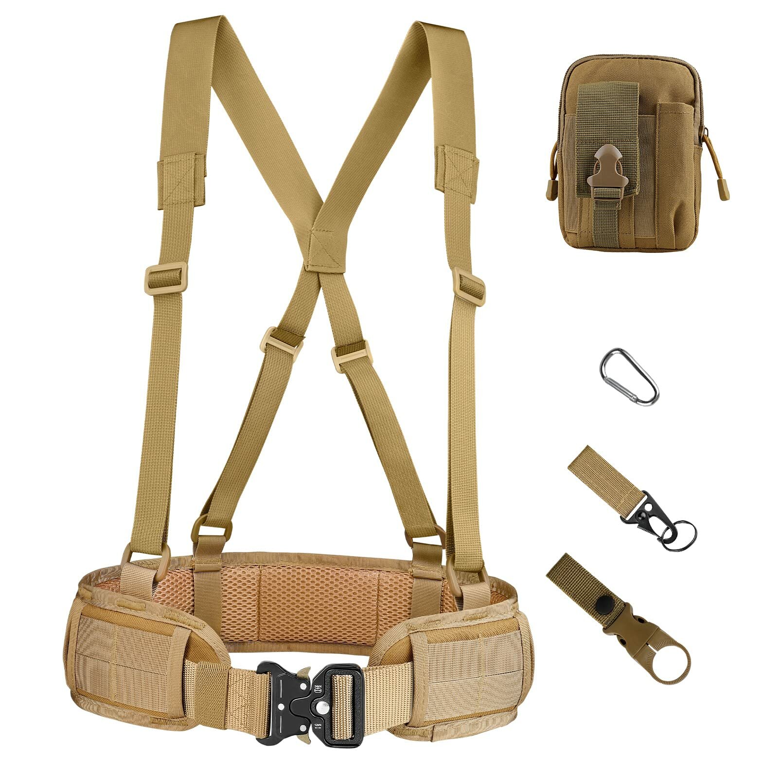 Тактический пояс MOLLE Battle Set Heavy Duty для охоты War Belt с ремнем Harness MOLLE сумкой и аксессуарами из нейлона, обычного размера, уход ручная стирка, коллекция All, для использования на открытом воздухе