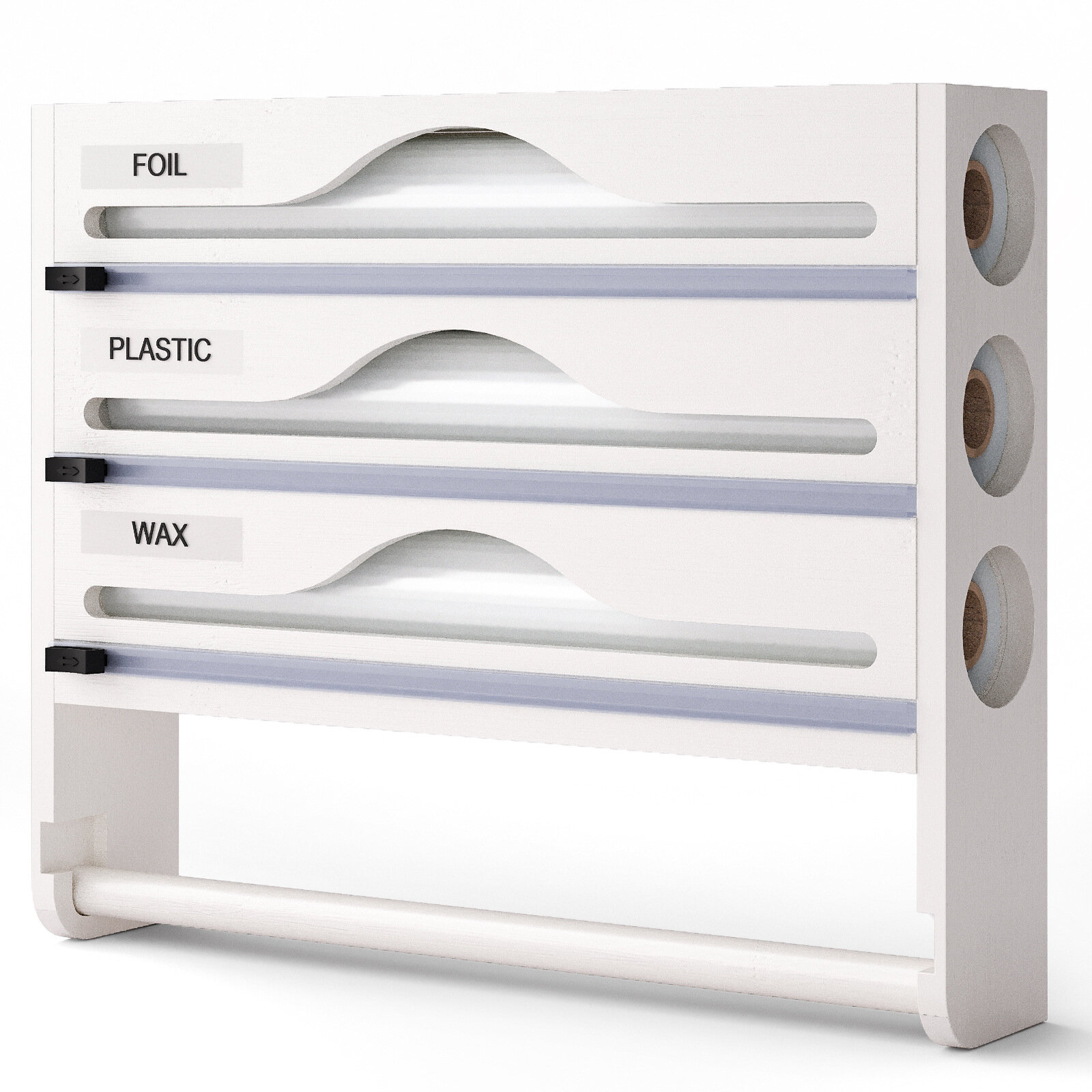 Кухонный резак для пищевой пленки с держателем для кухонной бумаги, трехв-одном стеллаж для хранения, фольга, бумага для выпечки, бамбуковая коробка для хранения