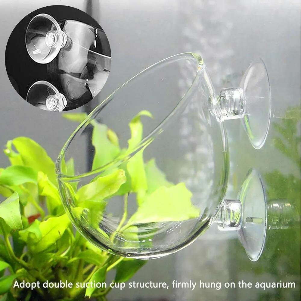 Aquarium Glass Flower Pot Transparent 5x6x7cm 1.97x2.36x2.76 inches 75g 1pcs Aquarium Accessories Set с присоской для пресноводных соленводных аквариумов для роста растений улучшения качества воды