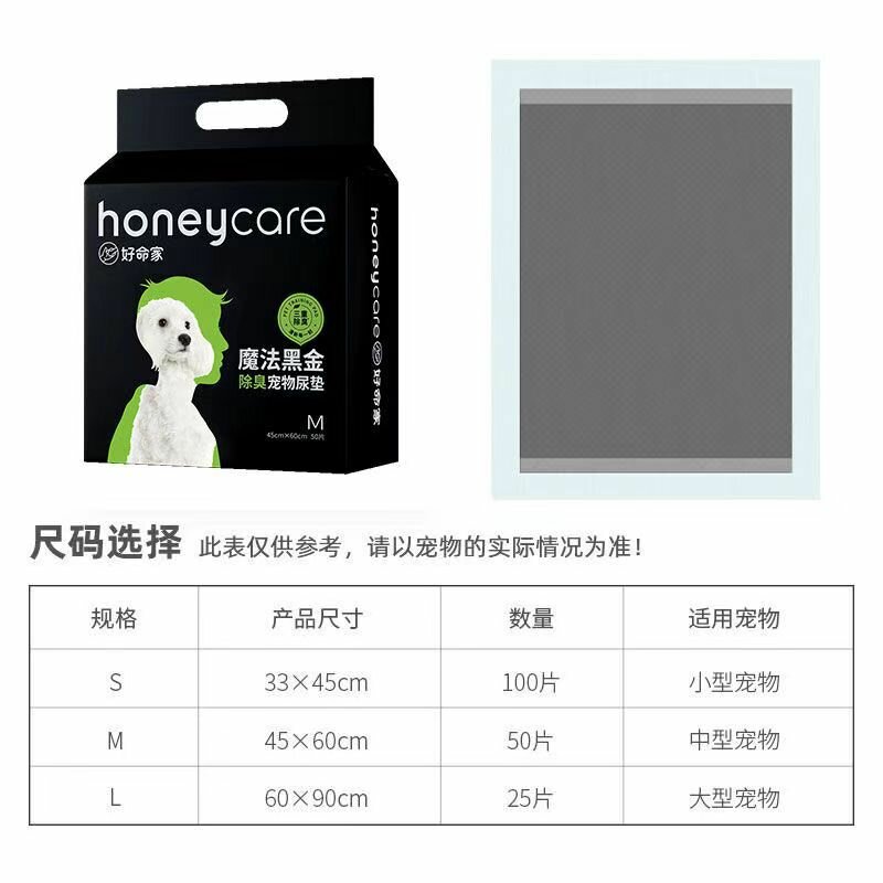 HONEYCARE Good Life Натуральные пеленки для домашних животных, магические черные и золотые угольные подстилки для собак, кошек и кроликов