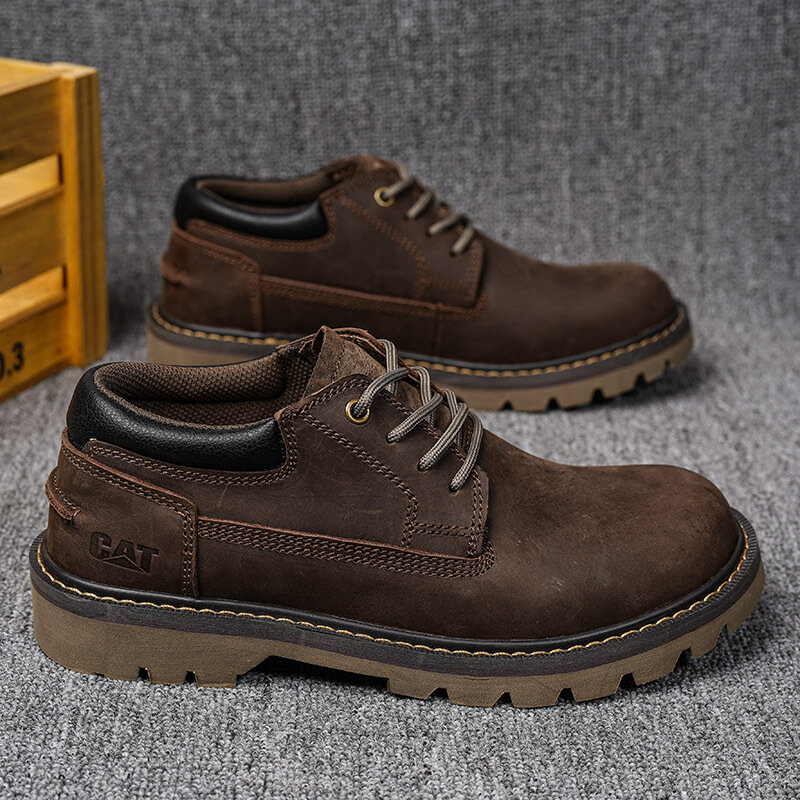 Классические ботинки Мартин из натуральной кожи, желтые ботинки, рабочая обувь для мужчин, низкие ботинки Carter CAT, британский стиль, износостойкие для походов и треккинга