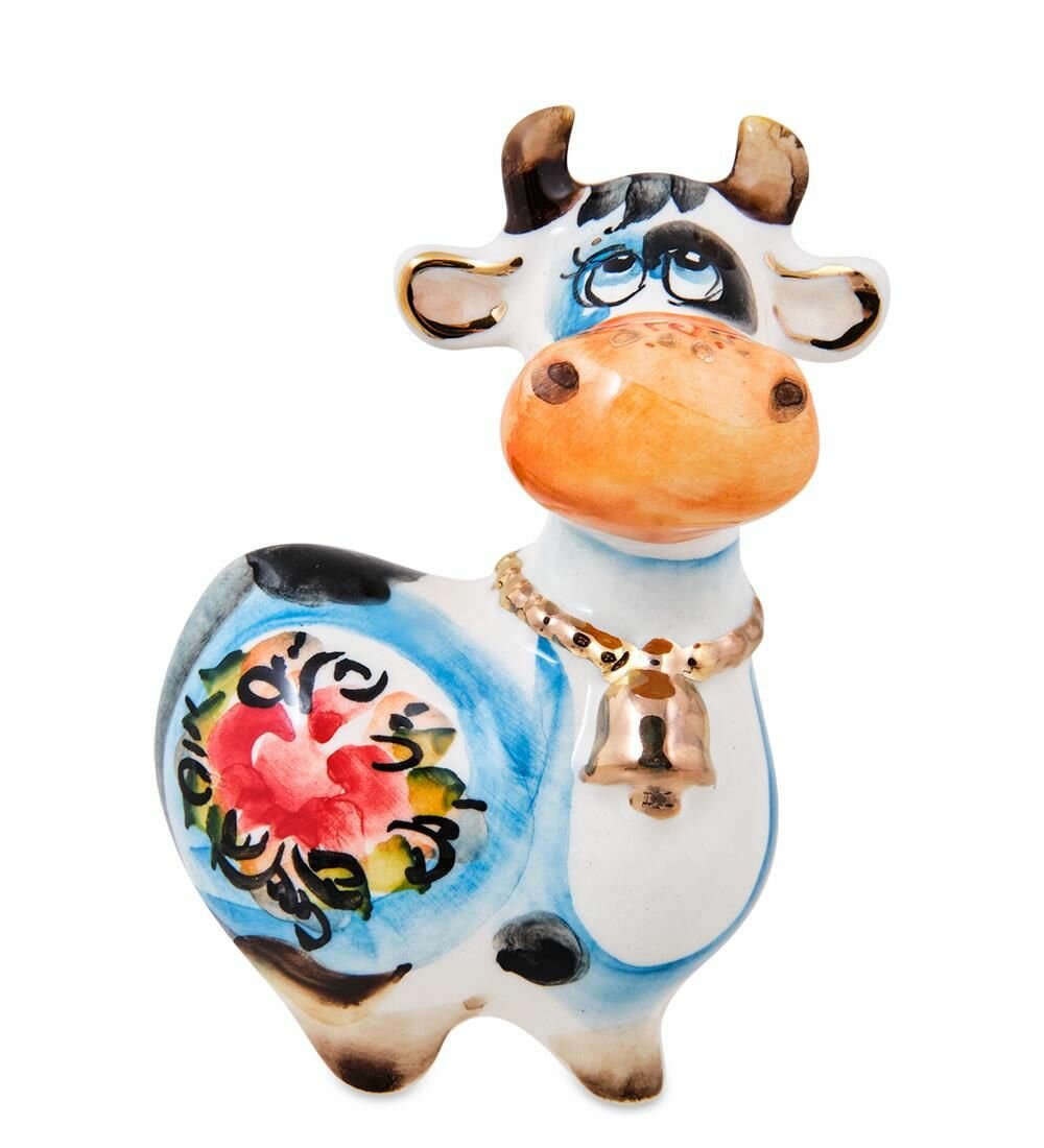 Фигурка Корова с колокольчиком цв. золото (Гжельский фарфор) A2104018 Народные промыслы, Фарфор