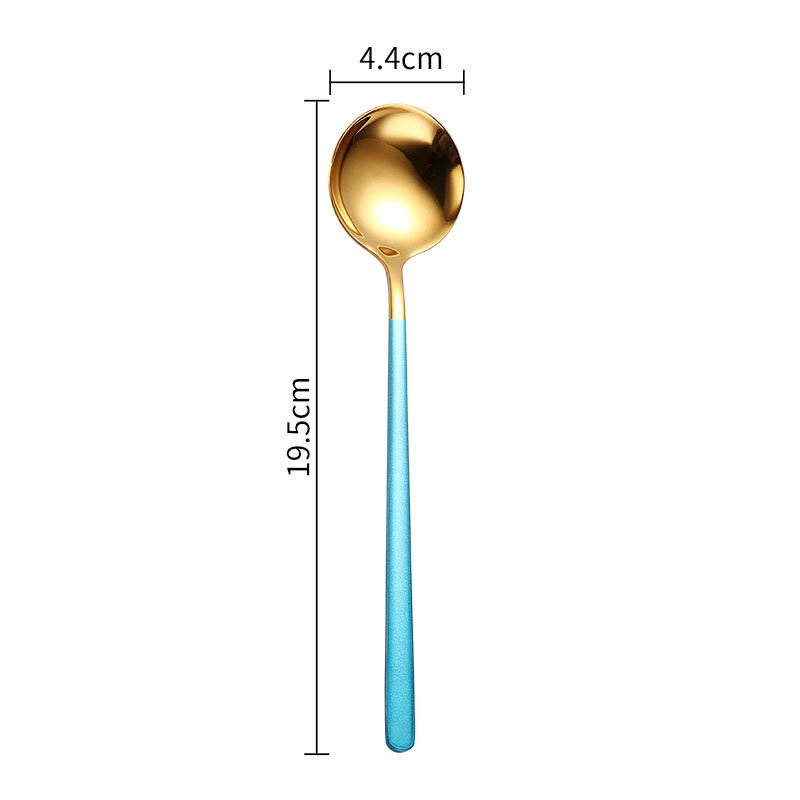 Нержавеющая сталь 304 круглая ложка для мороженого, десертов и риса — длинная ручка корейского стиля посуда