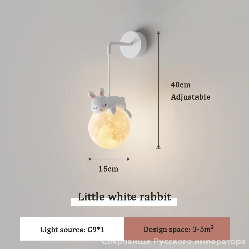 Настенные светильники XIUAN Белый медведь Белый кролик, 3 color temperature, White Rabbit, Белый