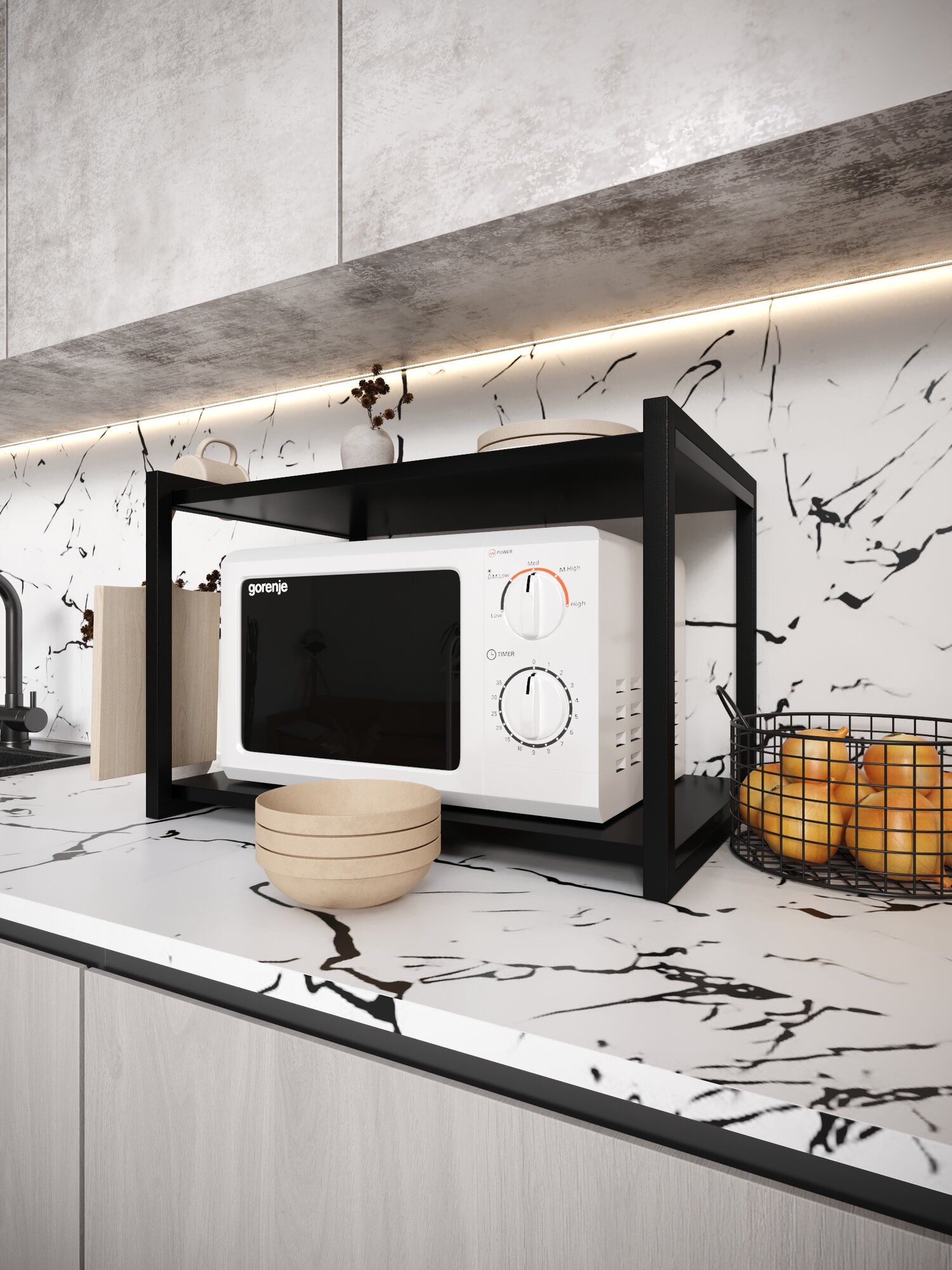 Полка для микроволновки Makita лофт, ЛДСП, металлический профиль, нагрузка до 50кг