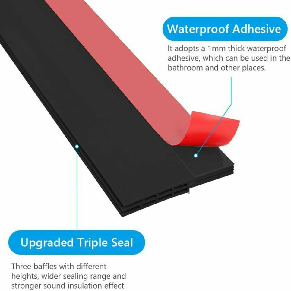 Плотный полосовой стрип для дверных швов самоклеющийся пылезащищенный водонепроницаемый шумоизоляционный для спальни с уплотнением 5 м 6 отверстий черный 50 мм ширина уплотнение 10-30 мм