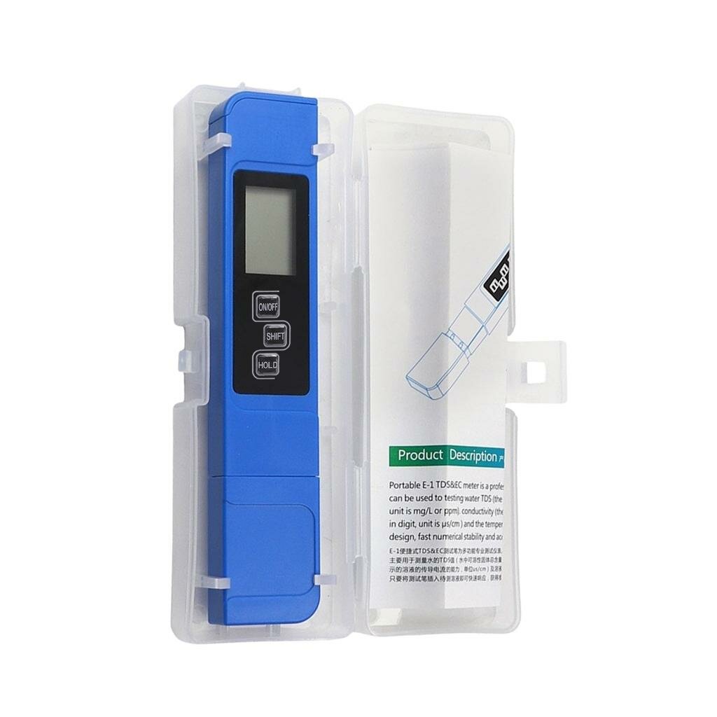 Тестер воды TDS и температуры, Синий - упакованный в коробку