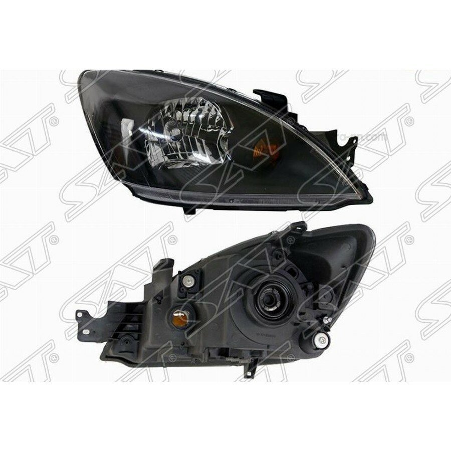 SAT ST2141172BR Фара Mitsubishi Lancer 02-10 (Справа/ Ручная регулировка/ чёрная)