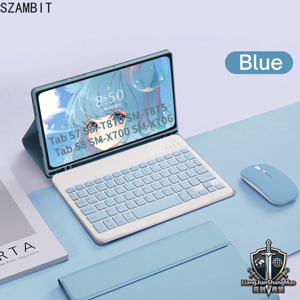 Чехол-клавиатура для Samsung Tab S9 S8 S7 11"(SM-X710 X716B X718U X510 X516B X518U X700 X706 T870 T875 T878) 11 дюймов S10 FE/S9 FE 10.9" с держателем S Pen