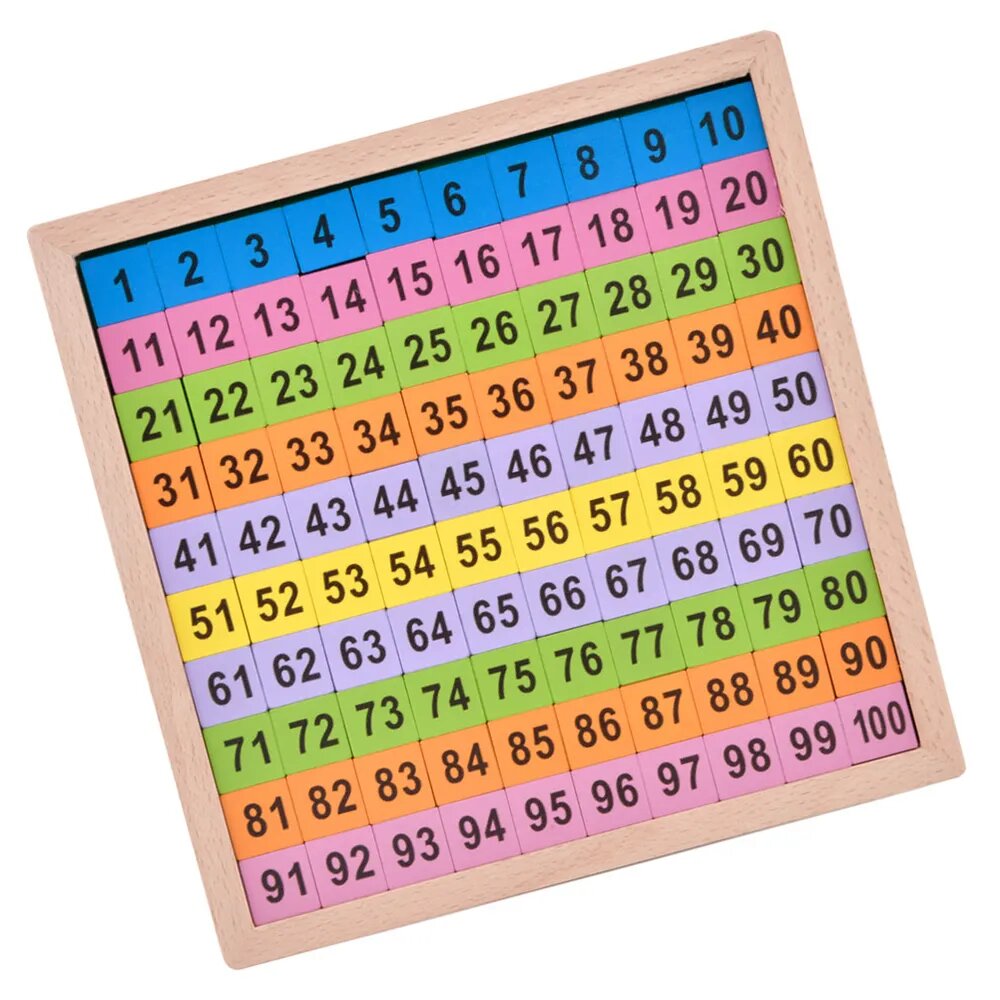 Деревянная обучающая доска с цифрами 1-100
