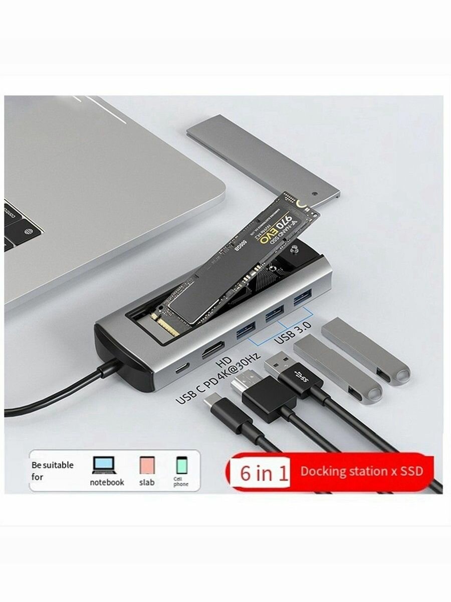 Док-станция USB Type-C 6-в-1, Станция быстрой зарядки