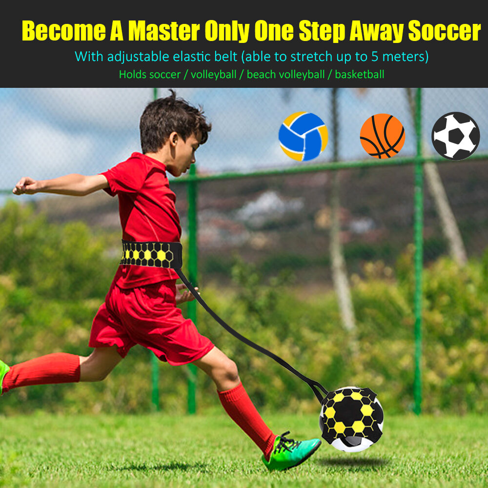 Тренажер для футбола Soccer Kick Trainer для индивидуального тренирования с регулируемым ремнем, спортивное оборудование для футбола, универсальный размер, модель A/модель B, материал нейлон, ткань для дайвинга, размер упаковки 24*17см, вес упаковки