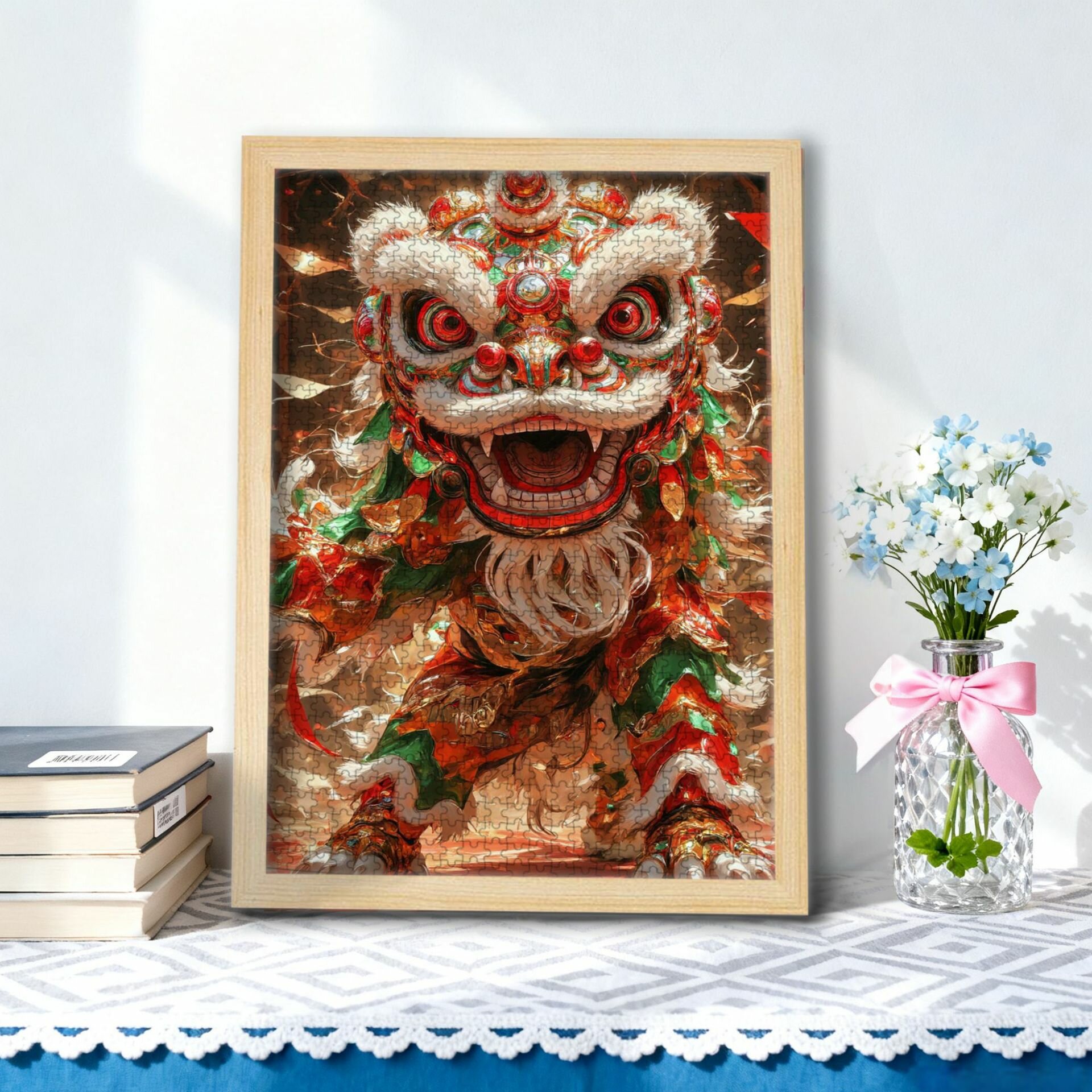 Национальный тренд деревянный пазл 1000 деталей танец льва для взрослых высокая сложность сборки снятие стресса образовательный подарок тысяча деталей модная игрушка