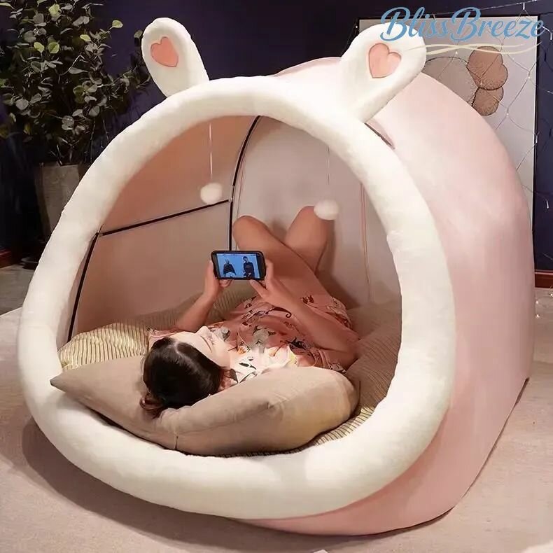 Бескаркасный пуф Зайчик, Акрил, Капвелюр, Размер XXXXXL, розовый