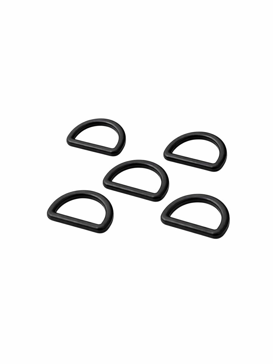 Полукольца пластиковые, D-образное, Для рыма, Под стропу, Для сумок. 5 шт. Черный