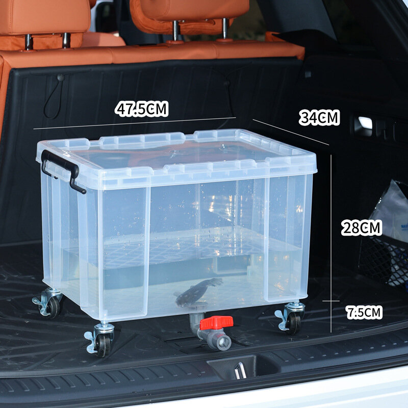 Автомобильный контейнер для живой рыбы, ведро для рыбы, оксигенация, пластиковый аквариум для рыбы на открытом воздухе, контейнер для хранения морепродуктов, прозрачный рыболовный контейнер с дренажем