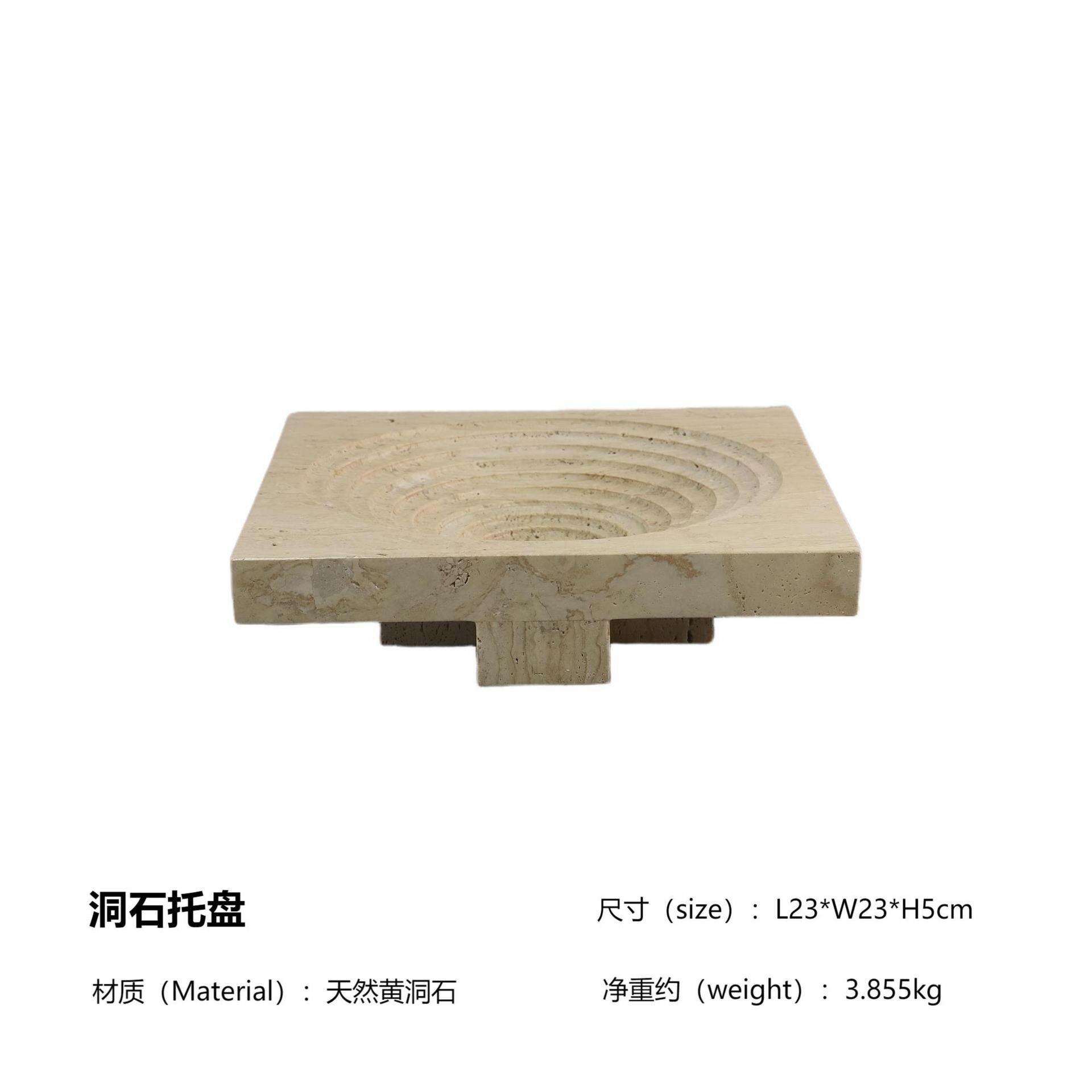 Горячая распродажаСовременный минималистичный геометрический мраморный поднос из травертина для гостиной, столовой, входа, отеля, модельного дома, домашнего декора