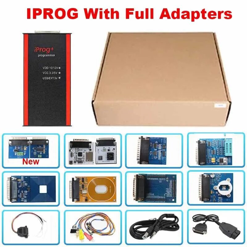 Новый Iprog Pro Full V89 с адаптерами 7/11, поддержка Eeprom IMMO/KM/радио/подушки безопасности, сброс приборной панели IPROG + V87, инструмент для программатора ключей ЭБУ 11 adapters Carton