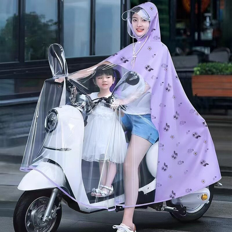 Прозрачный дождевик для взрослых и детей, электрический скутер, дождевик, утолщенный, удлиненный, взрывозащищенный, для одного человека с дождевиком для электрического скутера с ребенком