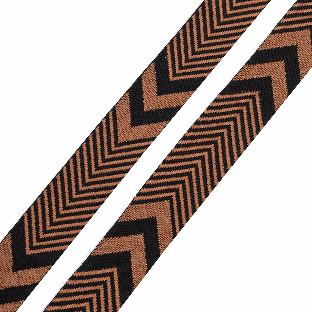 3Al354 Стропа ременная с принтом двухсторонняя (100% полиэстер) 38мм*3м/упак (D169 коричневый/чёрный)