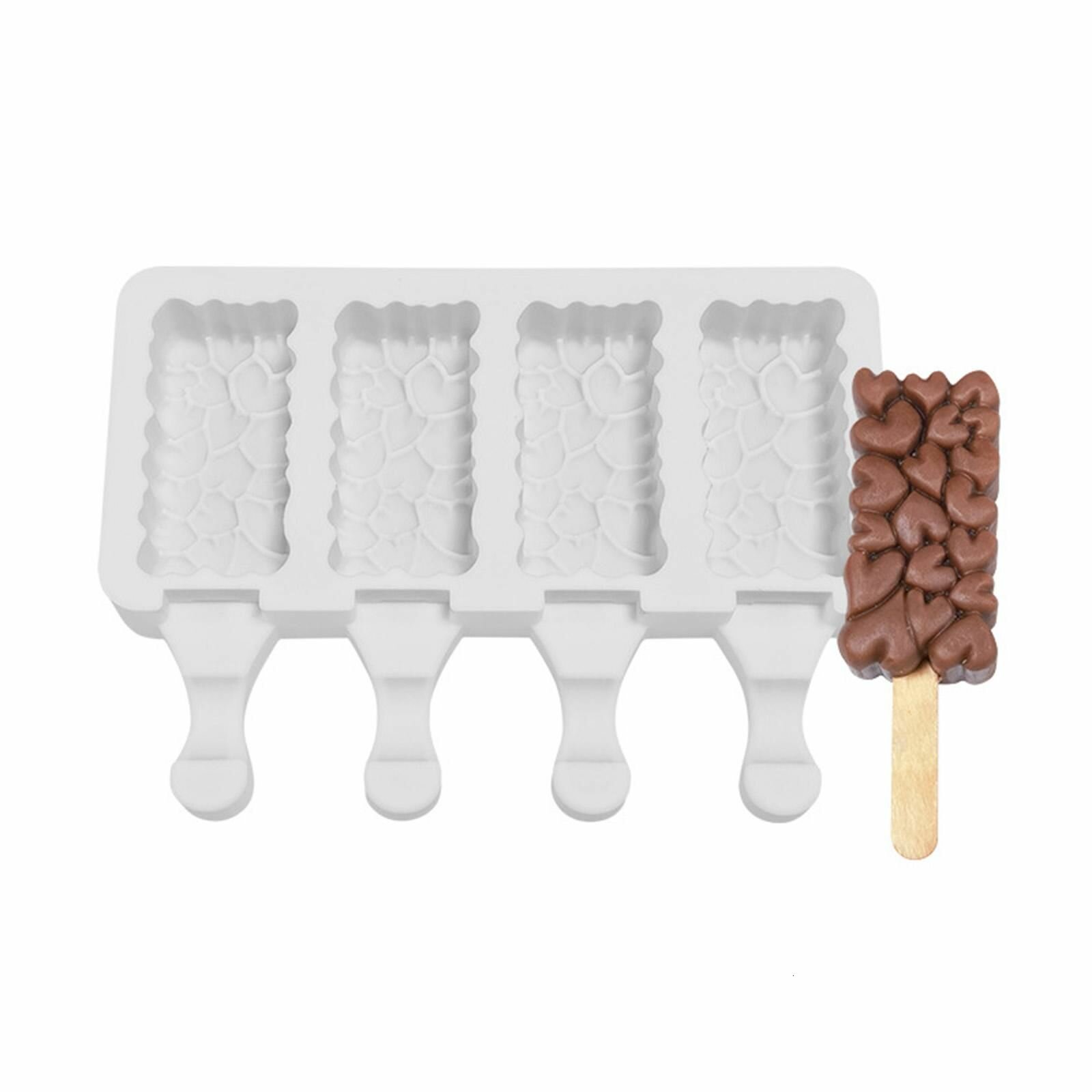 Форма для мороженого в виде сердца, силиконовая, Белый