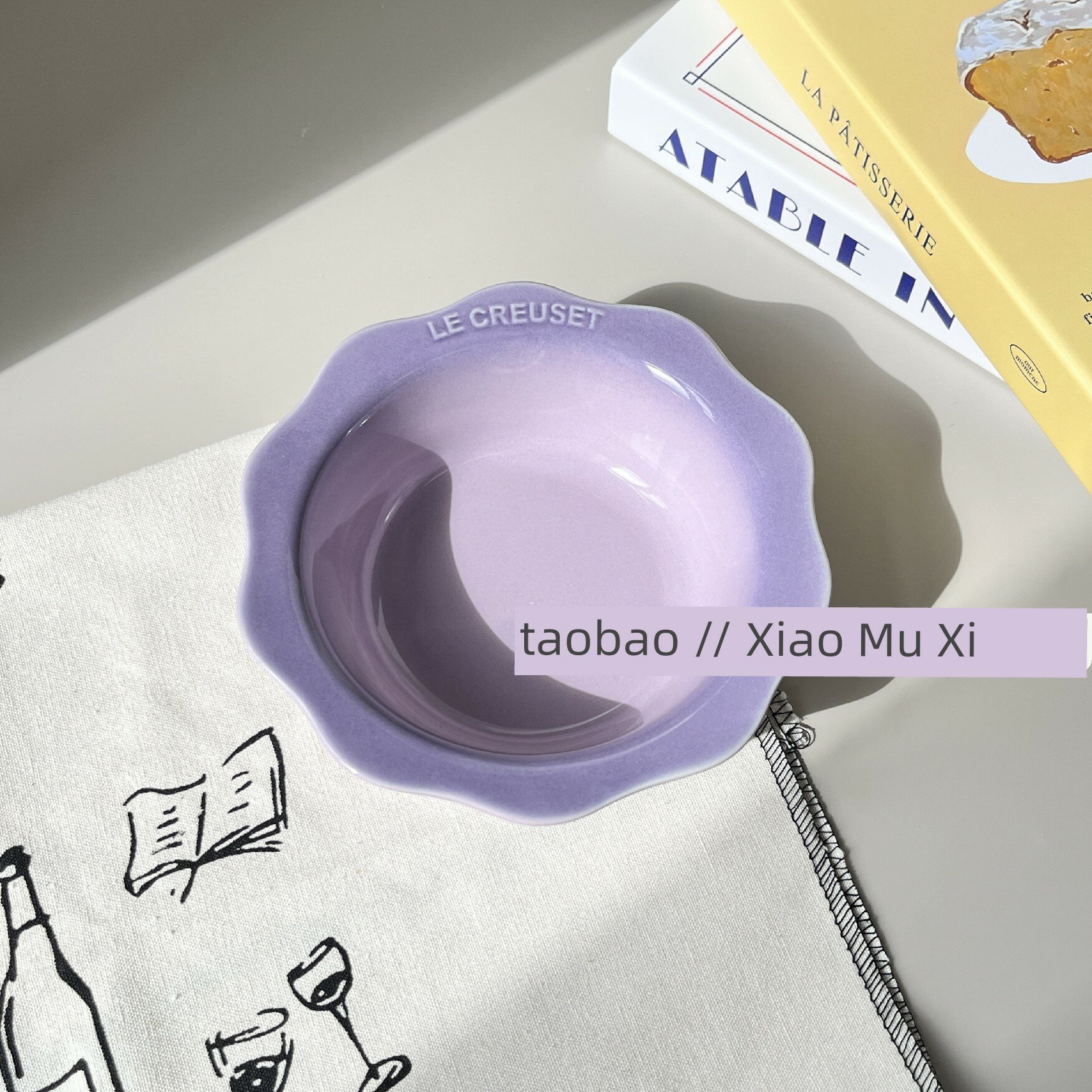 Цветочная керамическая миска для кошек и собак без ложки фиолетовая - кормовая и водная миска
