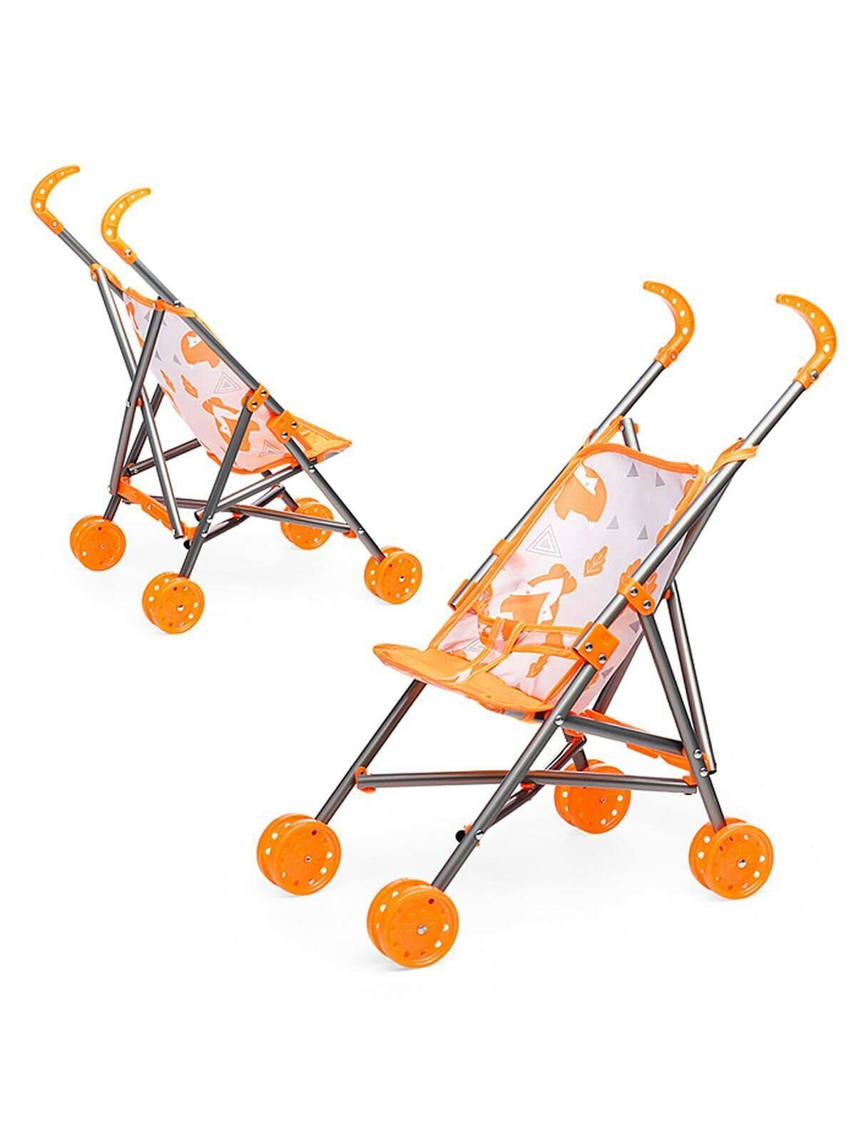 Коляска кукольная складная, трость, оранжевая (CS7917S)