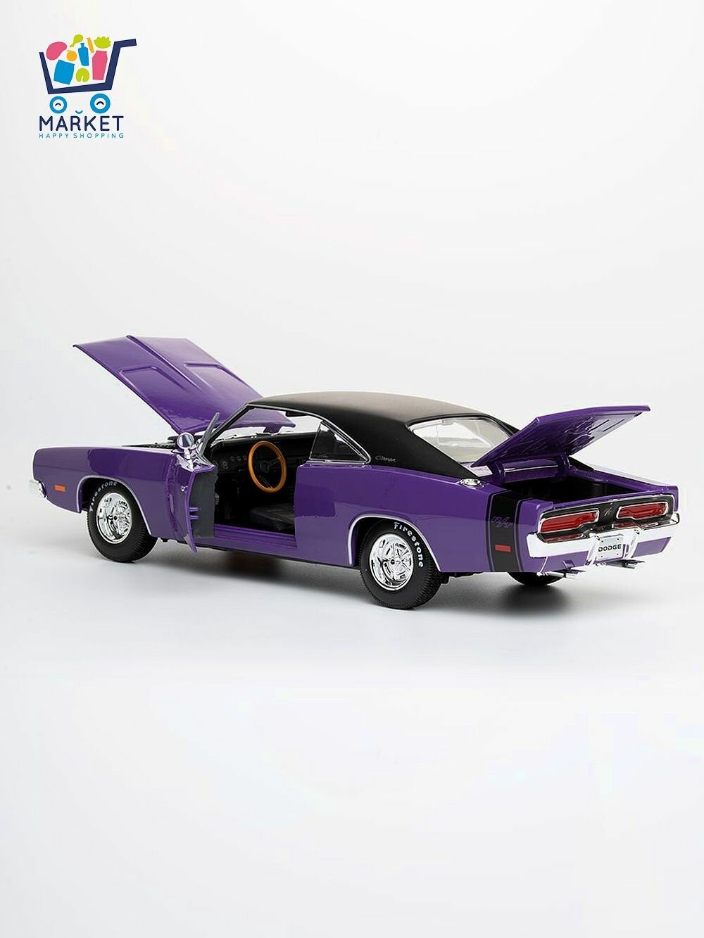 Игрушка детская машинка металлическая Dodge Charger R/T 1969 1:18
