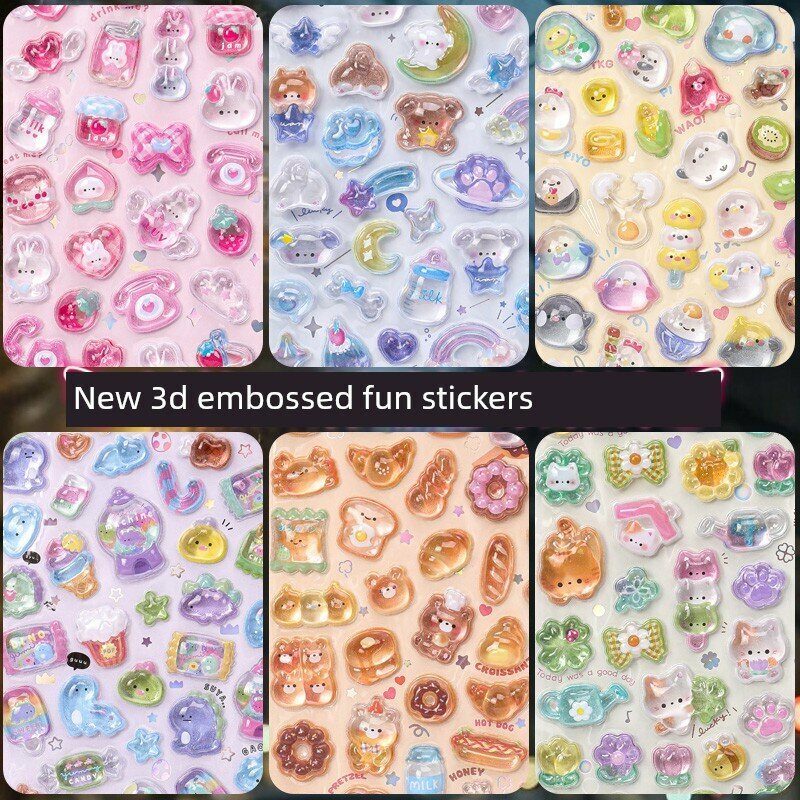 Детские 3D стикеры с рельефным изображением, милые стикеры с девочками, маленькие узоры для украшения телефона, стикеры