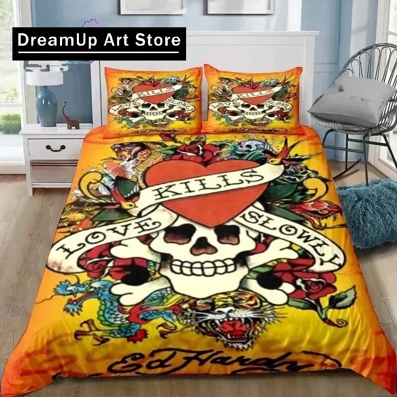 Ed-hardy Tattoo Tiger Skull Комплект постельного белья US Full 200x230cm, 13