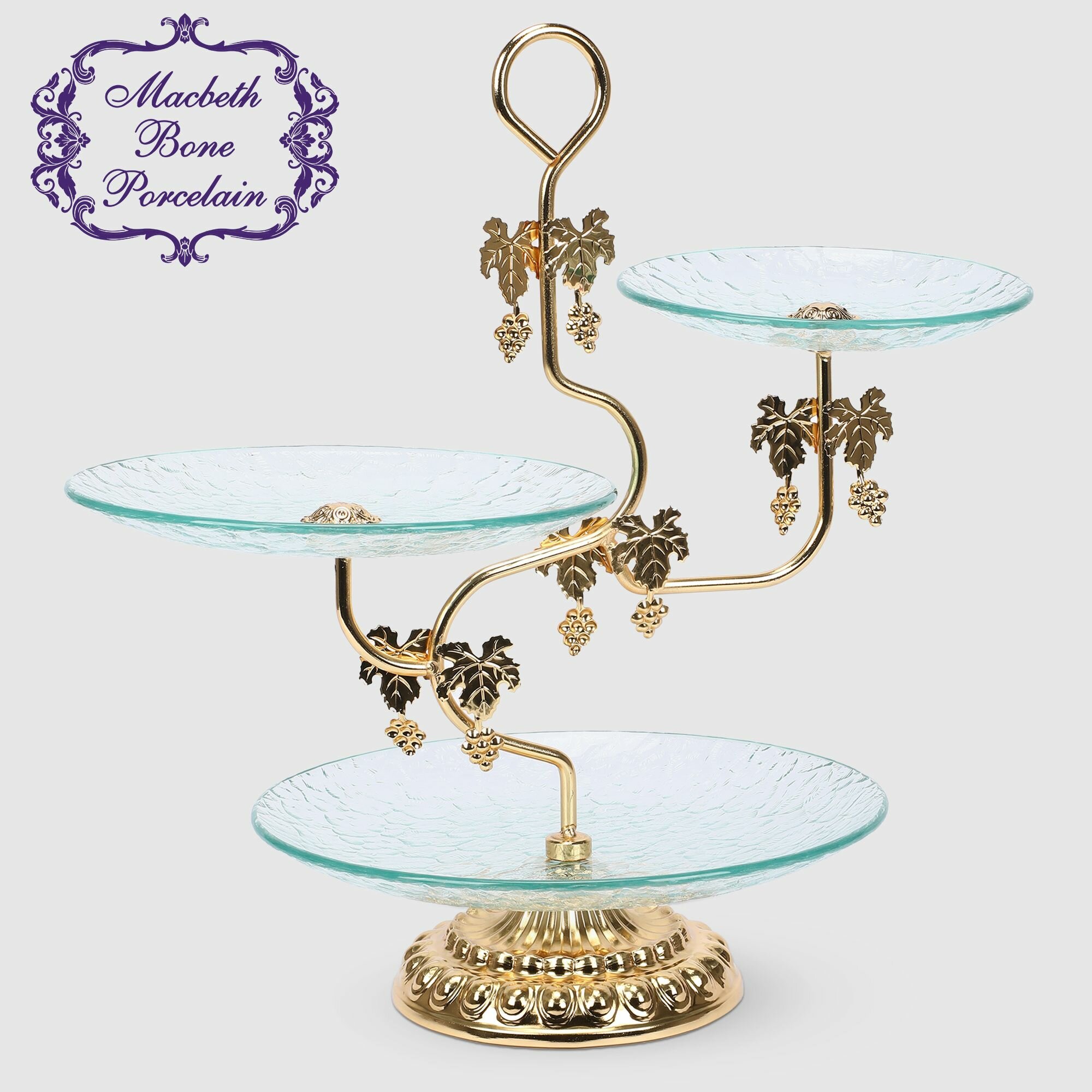 Блюдо этажерка Macbeth bone porcelain трехъярусная 43 см