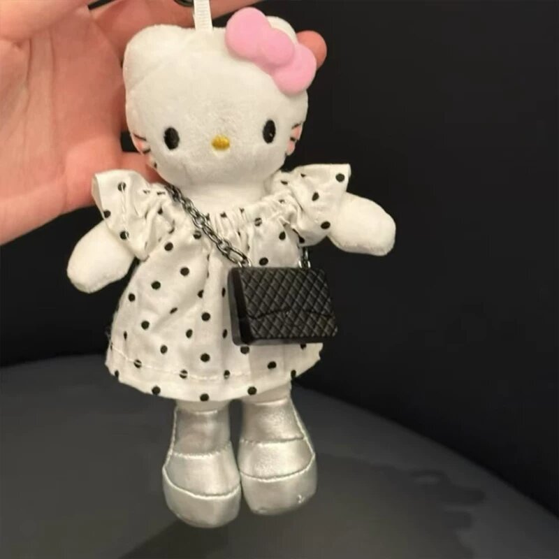 Милый и стильный брелок-подвеска в виде длинноногой кошки, плюшевая игрушка из черной кожи, аксессуар для ключей,