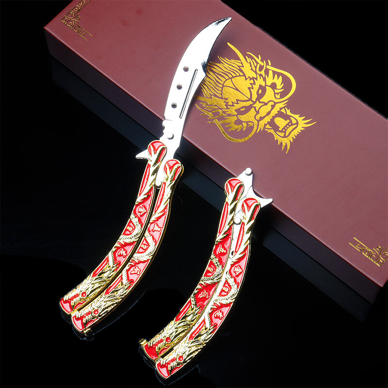 Нож-бабочка с пятью когтями, золотой дракон, складной нож-бабочка, игрушка, модель без лезвия, стильный тренировочный нож для детей