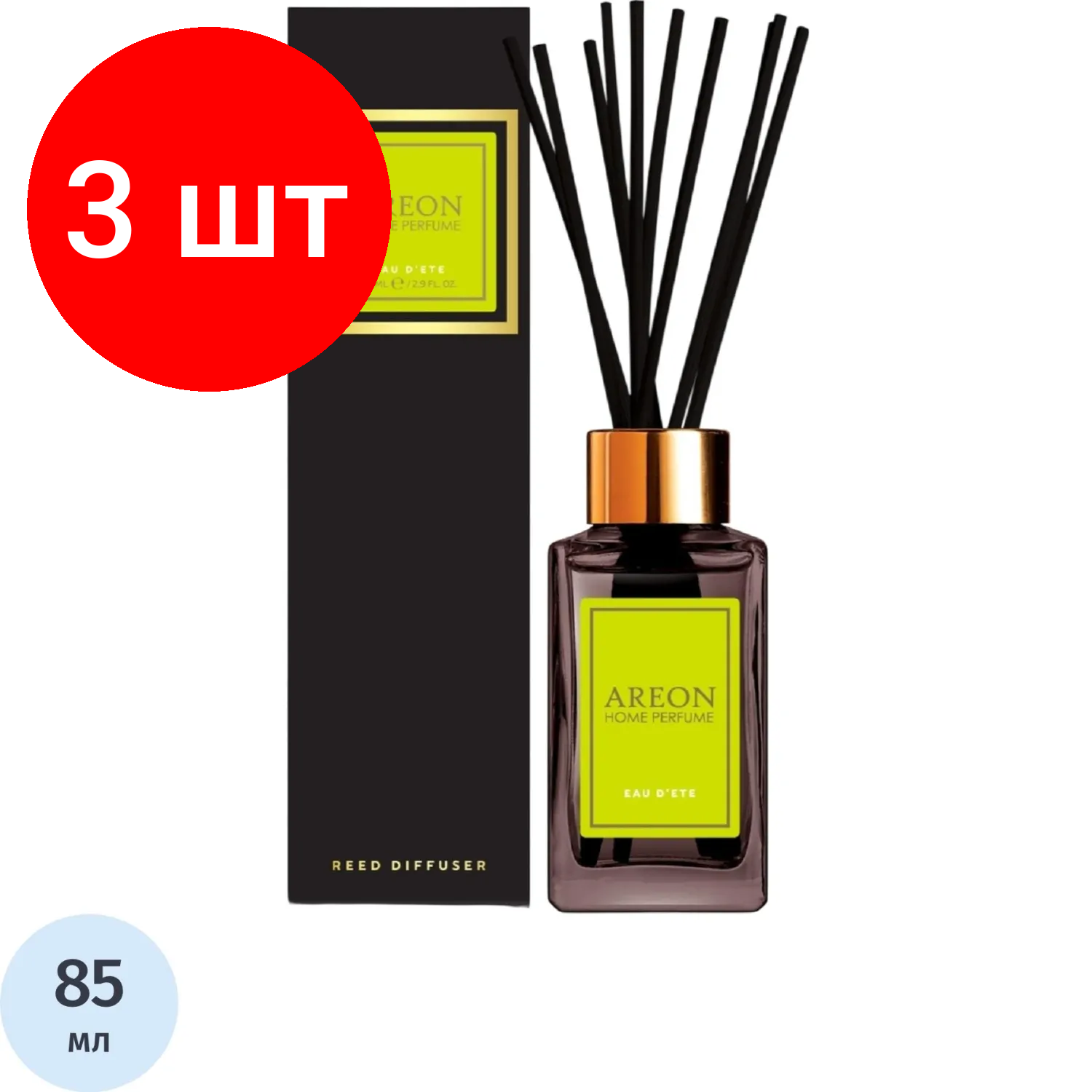 Комплект 3 штук, Аромадиффузор AREON STICKS PREMIUM 85 ml. Оу Дэте