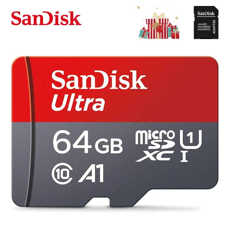SanDisk Ultra Memory Card microSD Class10 16ГБ/32ГБ/64ГБ/128ГБ 64GB Adapter