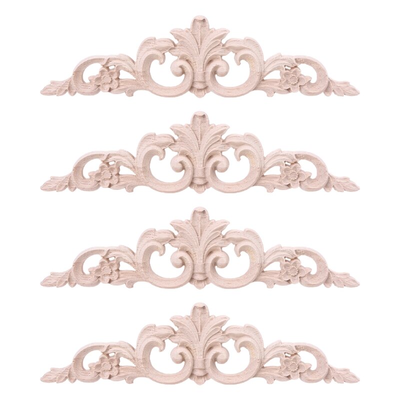 1 комплект из 4 дверей и шкафов из массива дерева, резная длинная накладка второго типа 20*5 см