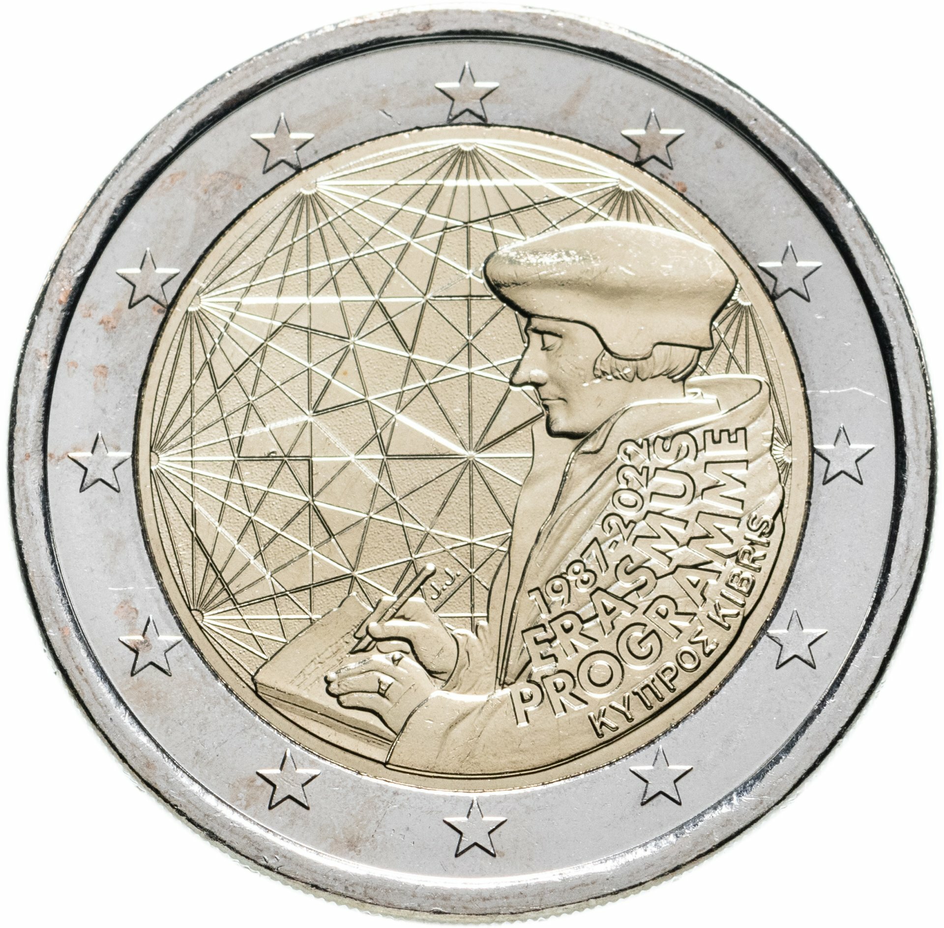 Кипр 2 евро euro 2022 "35 лет программы Erasmus", Биметалл, в сохранности UNC